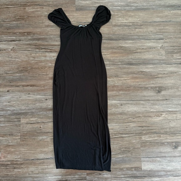 Missguided | Dresses | Missguided Black Bardot Split Midaxi Dress ...